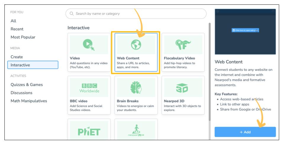 Use Web Content in a Nearpod lesson – Nearpod: Student Engagement Platform